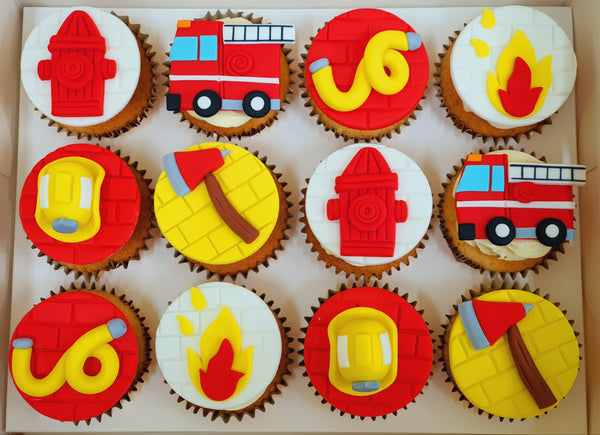 Fire Fighting Themed Cupcakes (Box of 12) :: Customized cake Singapore ...